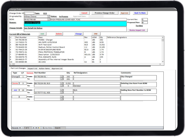 Engineering Change Orders - Simple Manufacturing