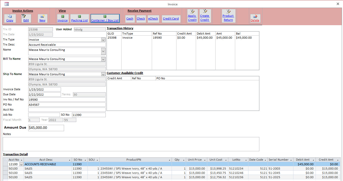Account Receivables - Invoices and Receipts - Simple Manufacturing