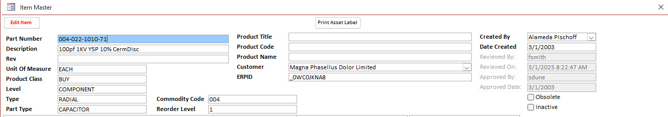 Manufacturing Item Data Management Software - Simple Manufacturing