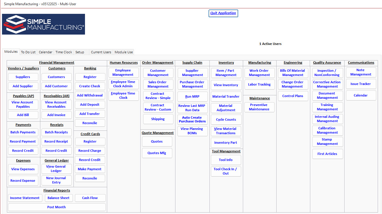 SimpleManufacturing™ Manufacturing Software for Small Business
